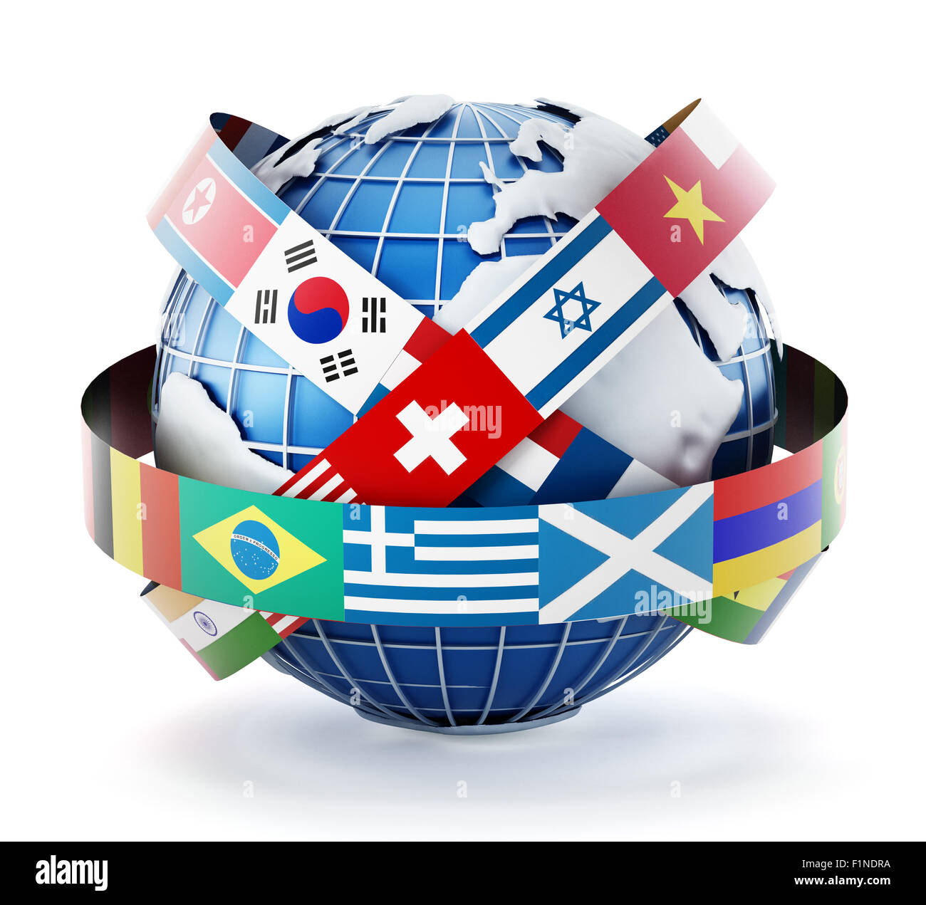 International country flags on the globe isolated on white background ...