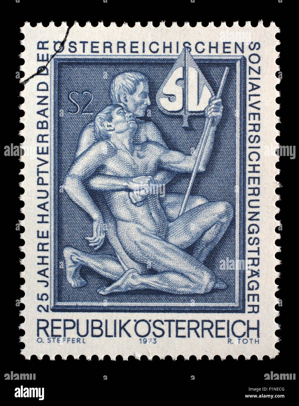 Stamp printed by Austria, shows Symbolism for aid and support, circa ...