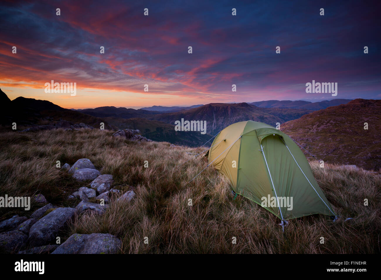Harter Fell crags view across the the Scafells, English Lake District ...