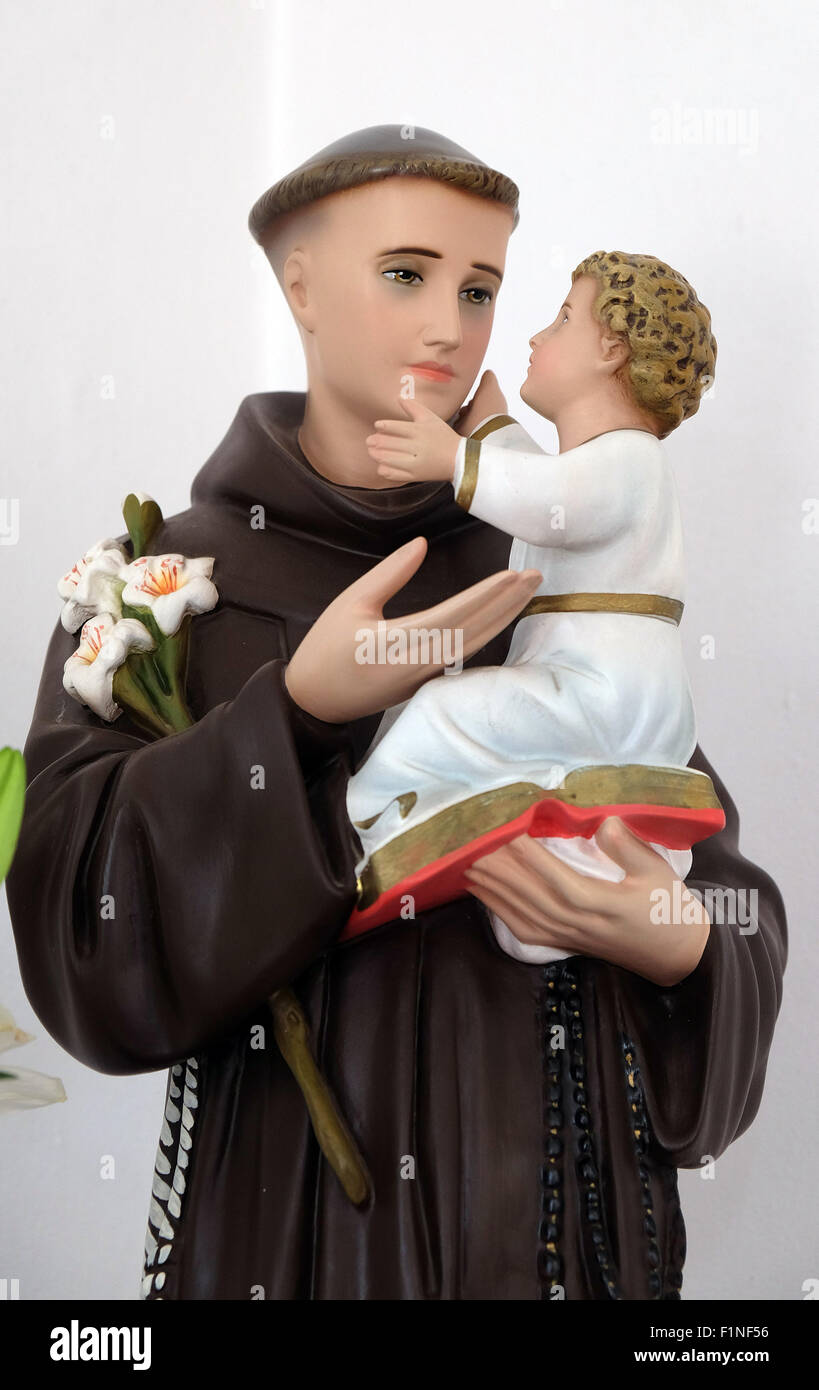 Saint Anthony of Padua holding baby Jesus, statue in the Church of ...