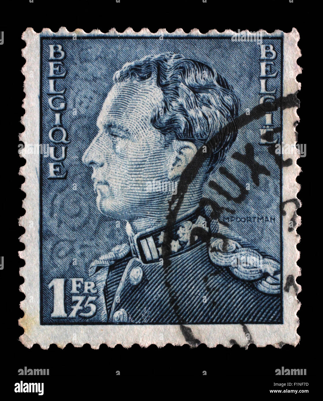 Stamp printed in the Belgium shows King Baudouin, Belgian king, circa ...