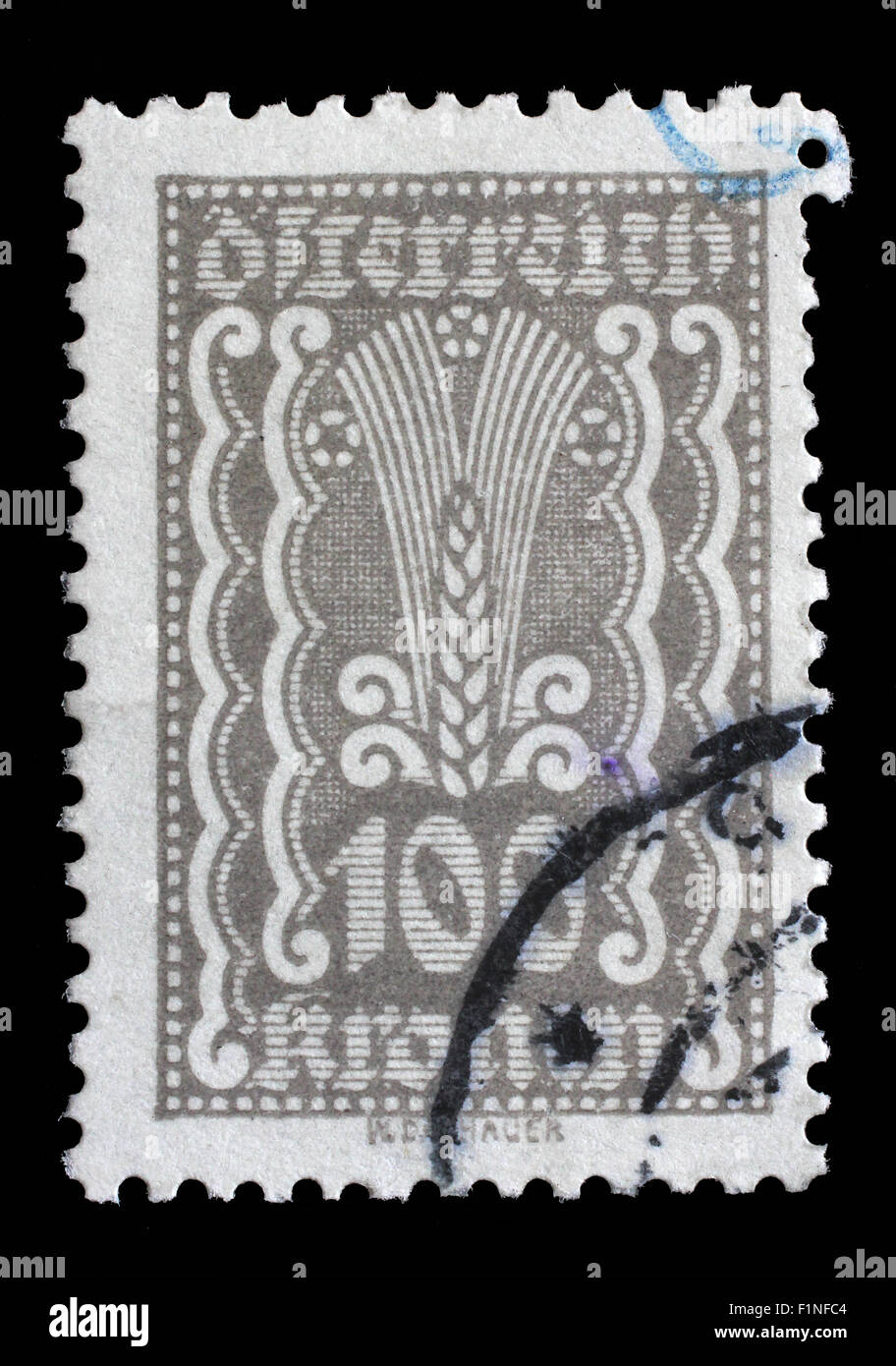 Stamp printed in Austria shows Symbols of Agriculture, circa 1922 Stock ...