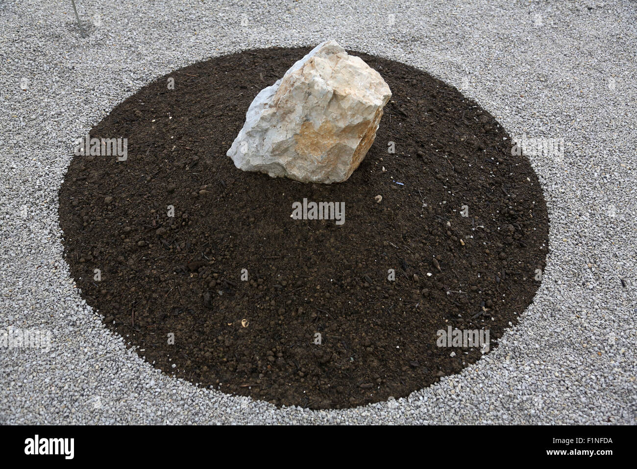 Garden design, with hard landscaping, using shaping, paving, rocks and ...