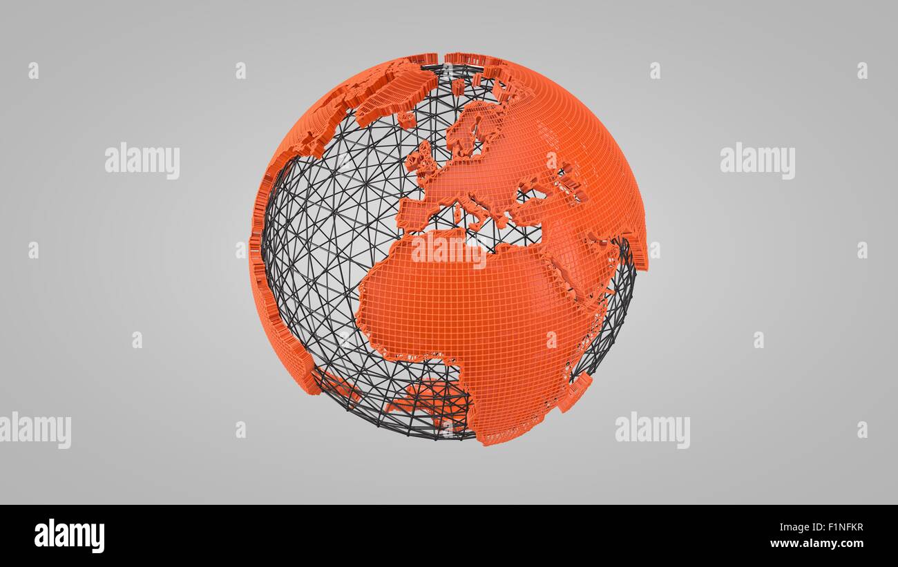 3D orange globe wire Stock Photo - Alamy