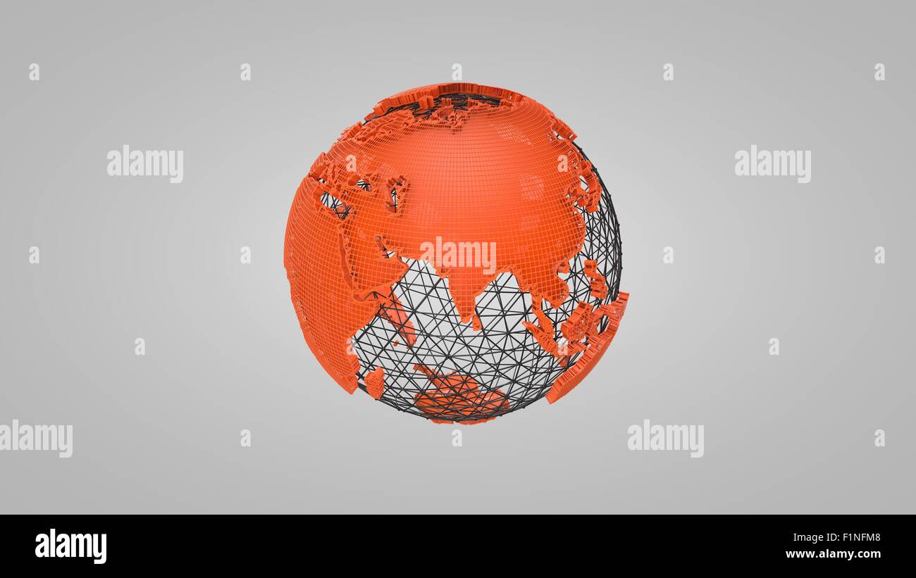 3D orange globe wire Stock Photo - Alamy