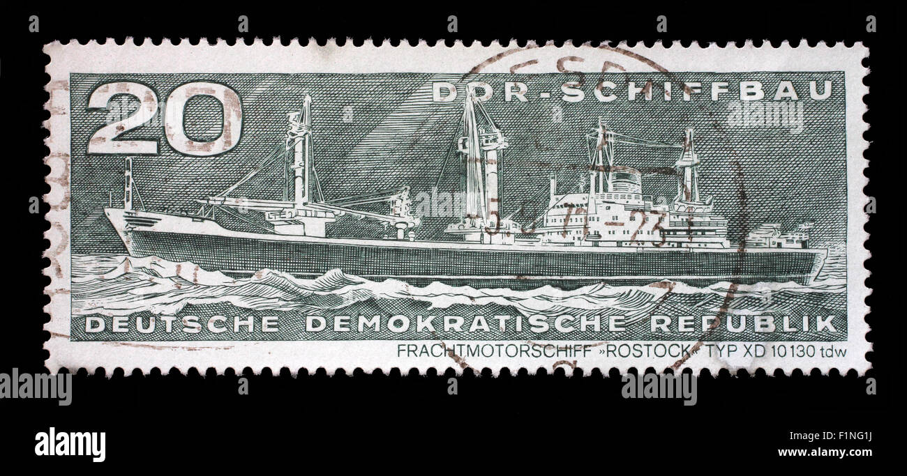 Stamp printed in GDR from the GDR Ship Building issue shows Container ...