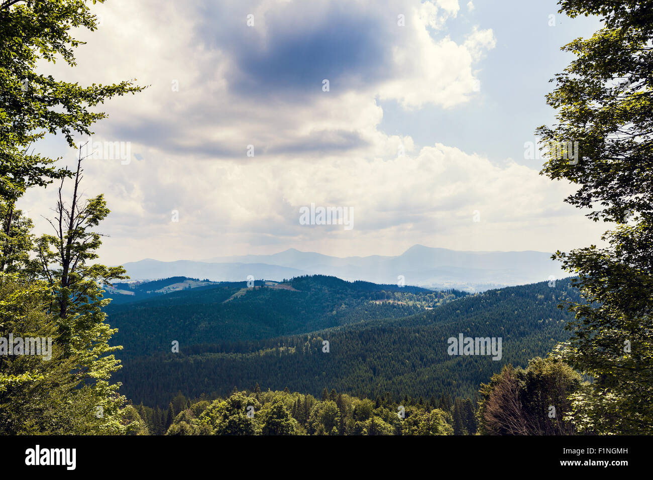 mountain landscape of the Montenegrin ridge in Carpathians Stock Photo ...
