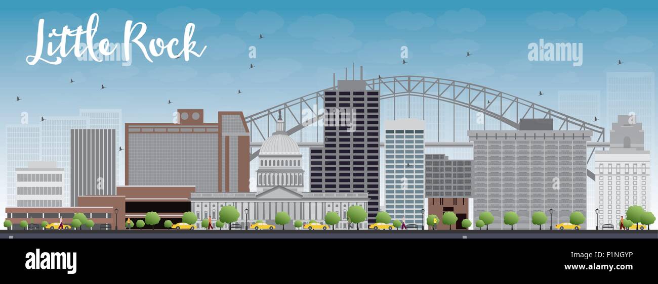 Little Rock Skyline with Grey Building and Blue Sky. Vector ...