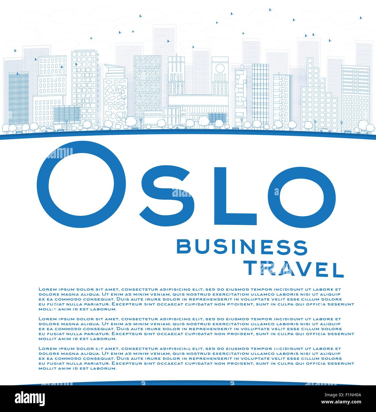 Outline Oslo Skyline with Blue Buildings and copy space. Business ...
