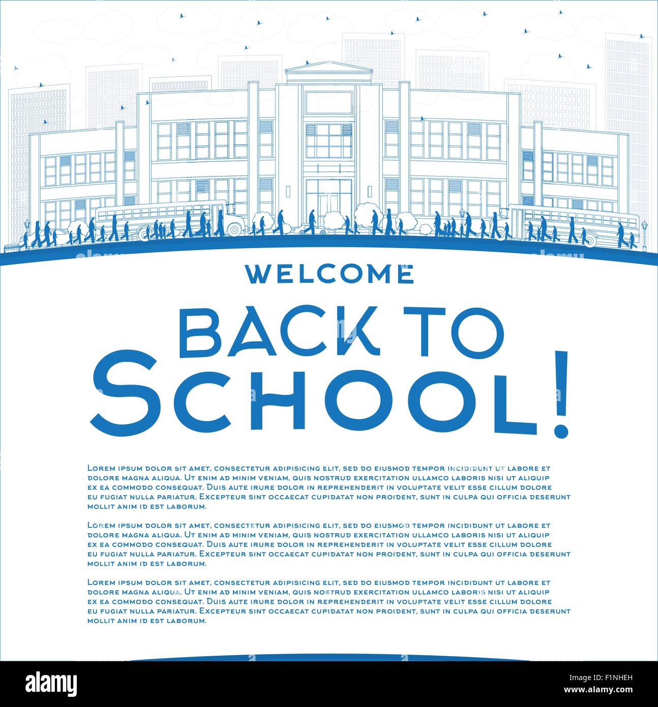 Outline Back to School Concept with copy space for text. Vector ...