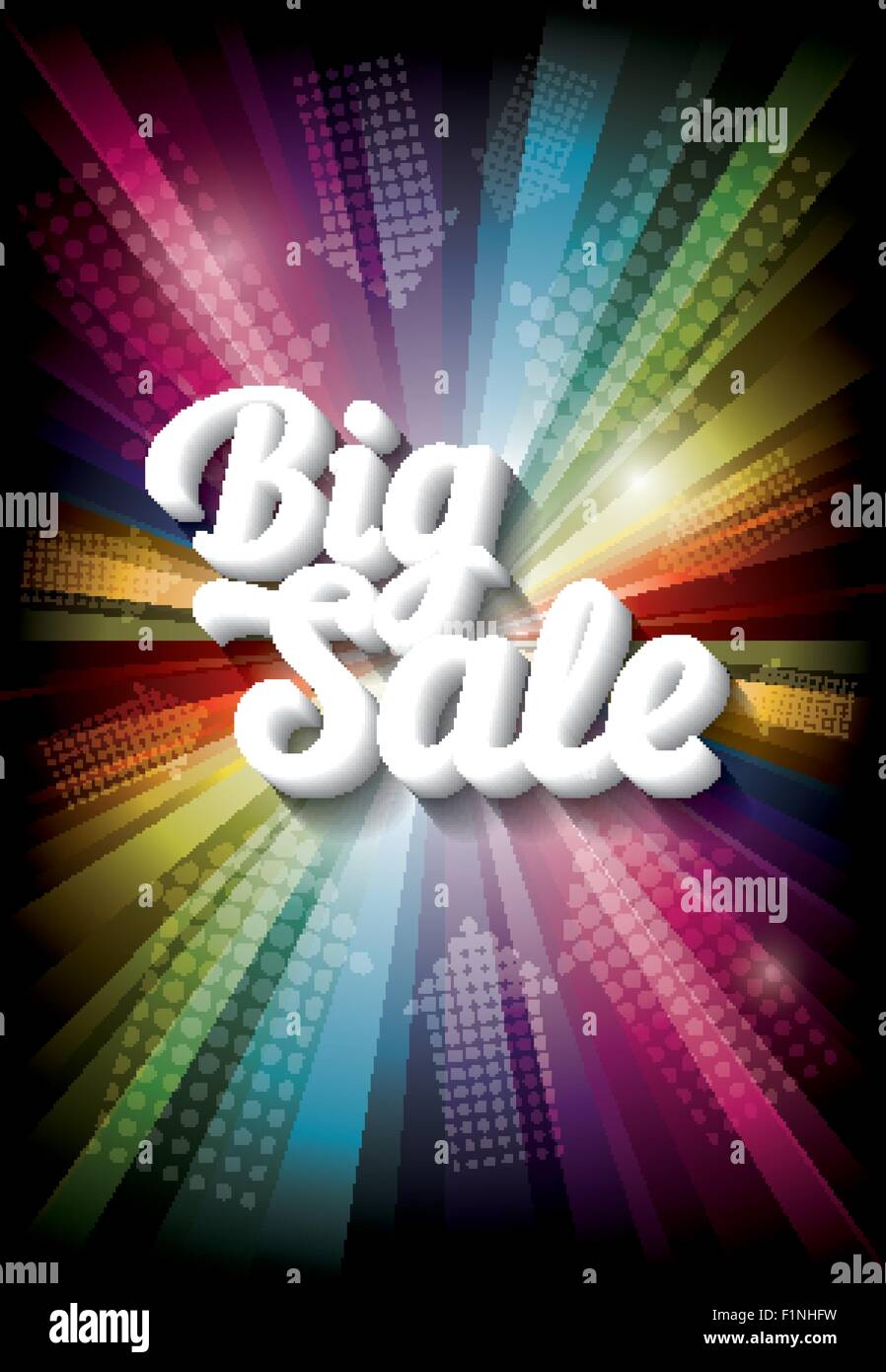Big Sale banner on rainbow background. Vector illustration Stock Vector ...