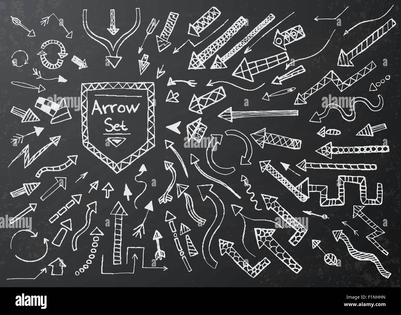 Hand drawn arrow icons set on black chalk board. Vector Illustration ...