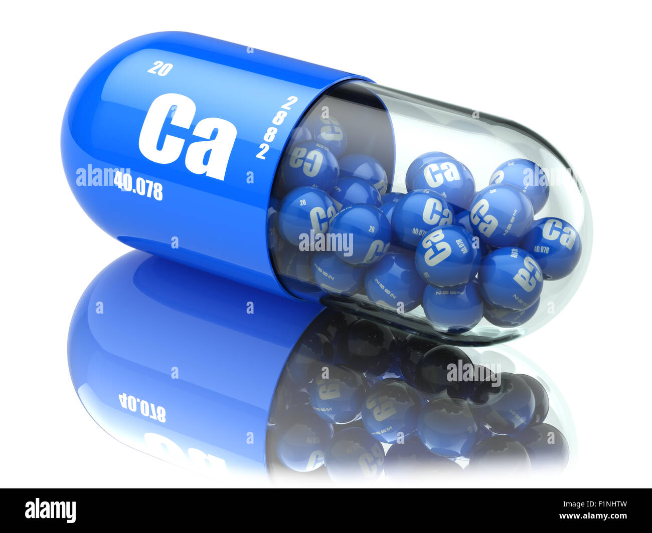 Pills with calcio CA element Dietary supplements. Vitamin capsules. 3d ...