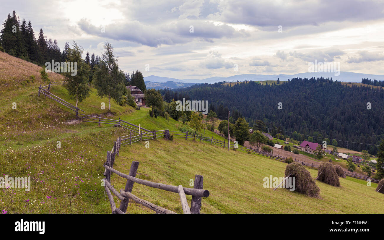 rural landscape, sheaves of hay in the Carpathians Stock Photo - Alamy