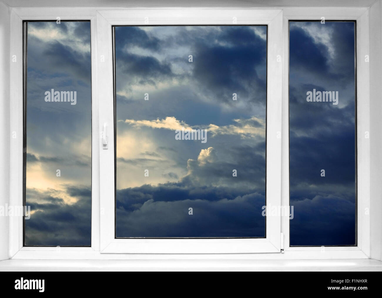 Sky seen through an white window Stock Photo - Alamy