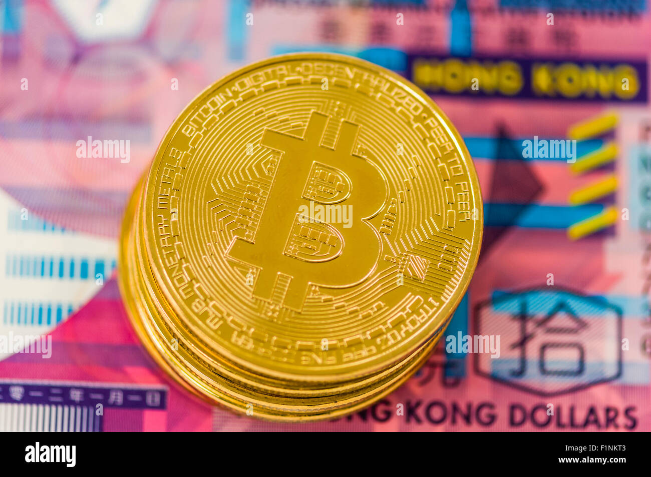 Bitcoin coins on dollar banknote hi-res stock photography and images ...
