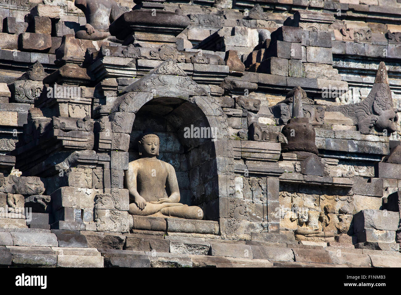 Buddist temple Borobudur complex in Yogjakarta in Java, Indonesia Stock ...