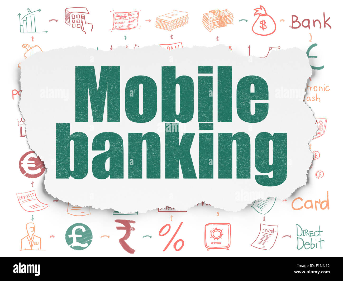Hand drawn mobile banking Cut Out Stock Images & Pictures - Alamy