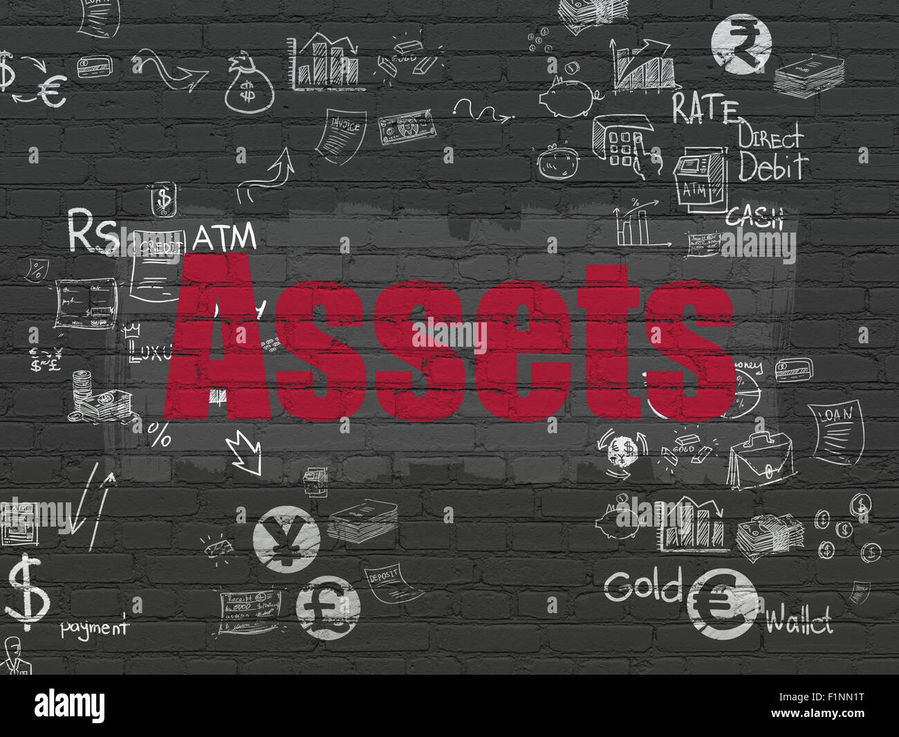 Money concept: Assets on wall background Stock Photo - Alamy