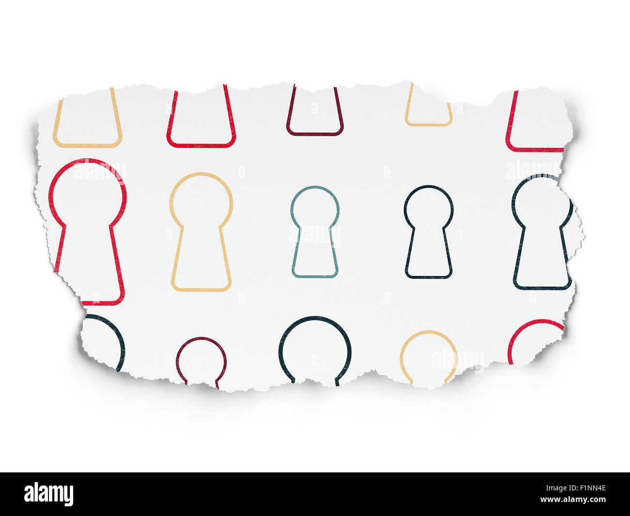 Security concept: Keyhole icons on Torn Paper background Stock Photo ...