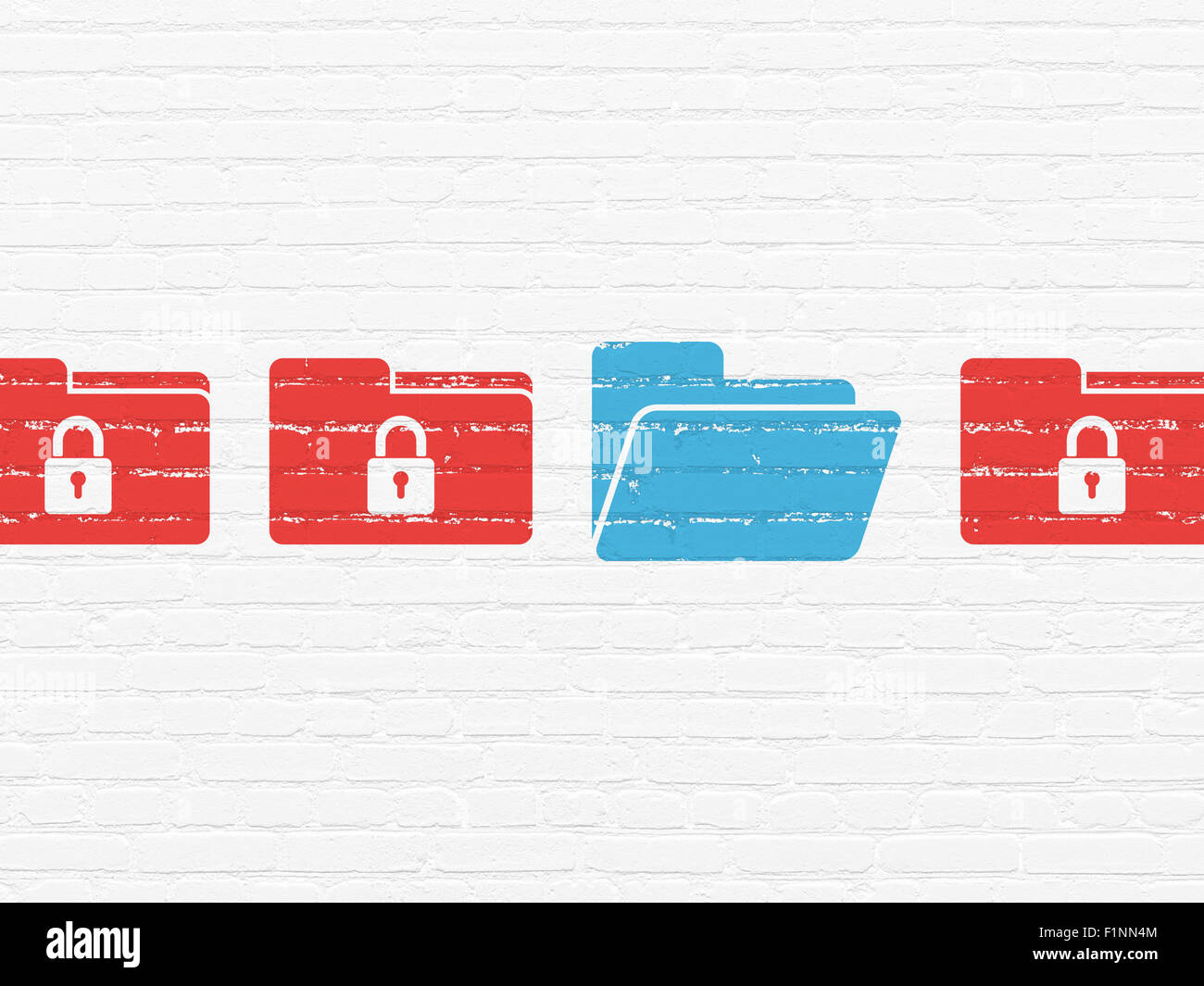 Safety concept: folder icon on wall background Stock Photo - Alamy