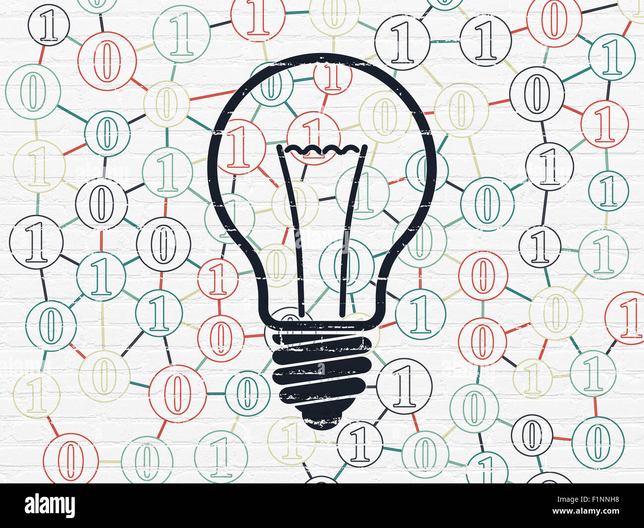 Finance concept: Light Bulb on wall background Stock Photo - Alamy