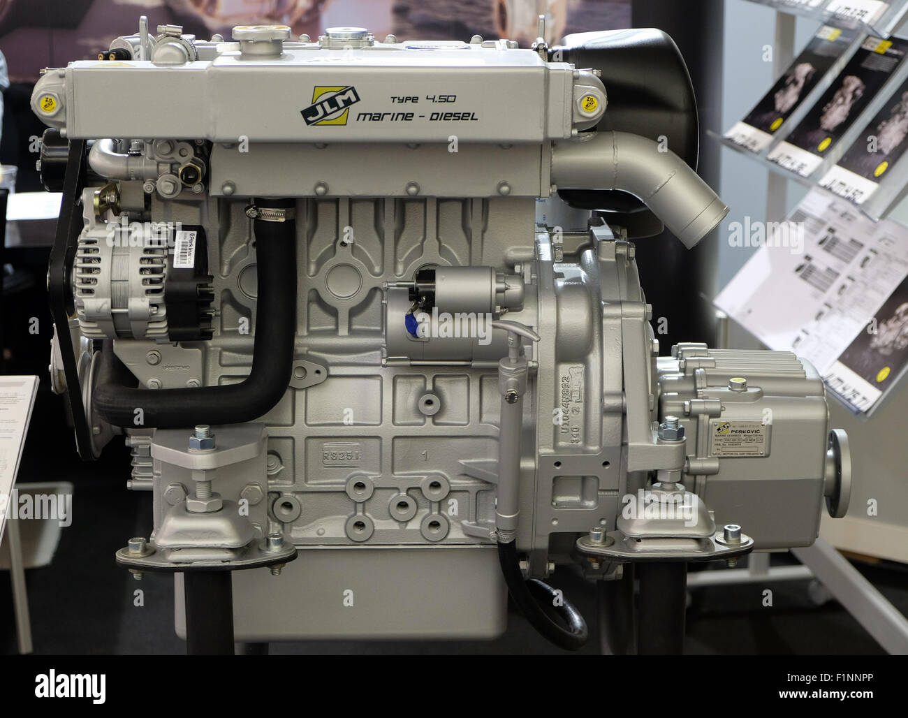 Modern engine used on marine industry exhibited at the Zagreb Boat Show ...