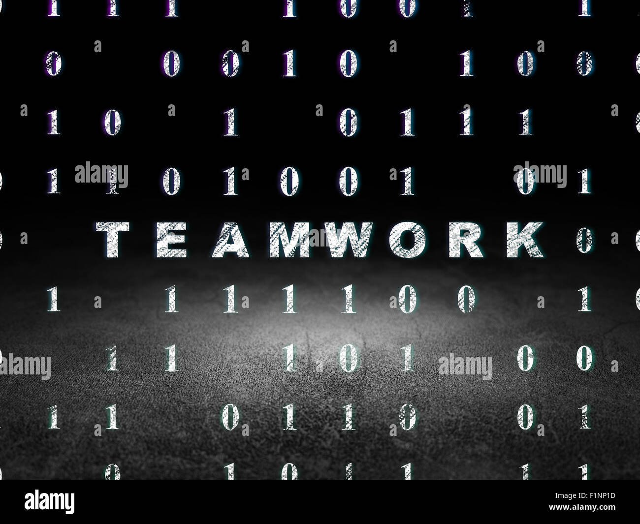 Finance concept: Teamwork in grunge dark room Stock Photo - Alamy