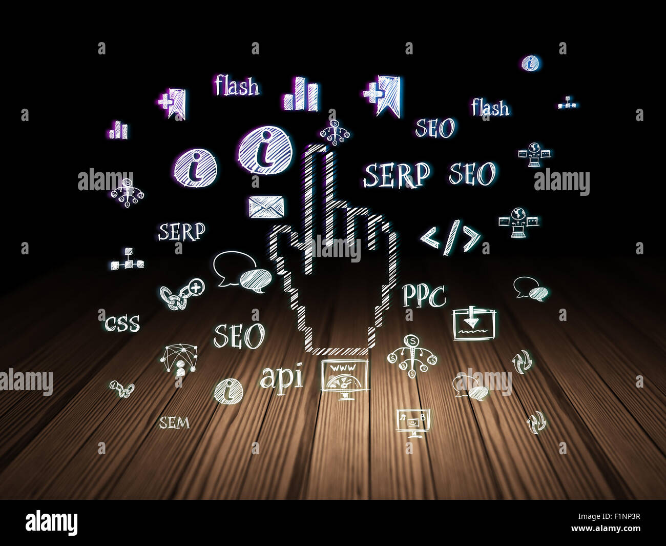 Web development concept: Mouse Cursor in grunge dark room Stock Photo - Alamy