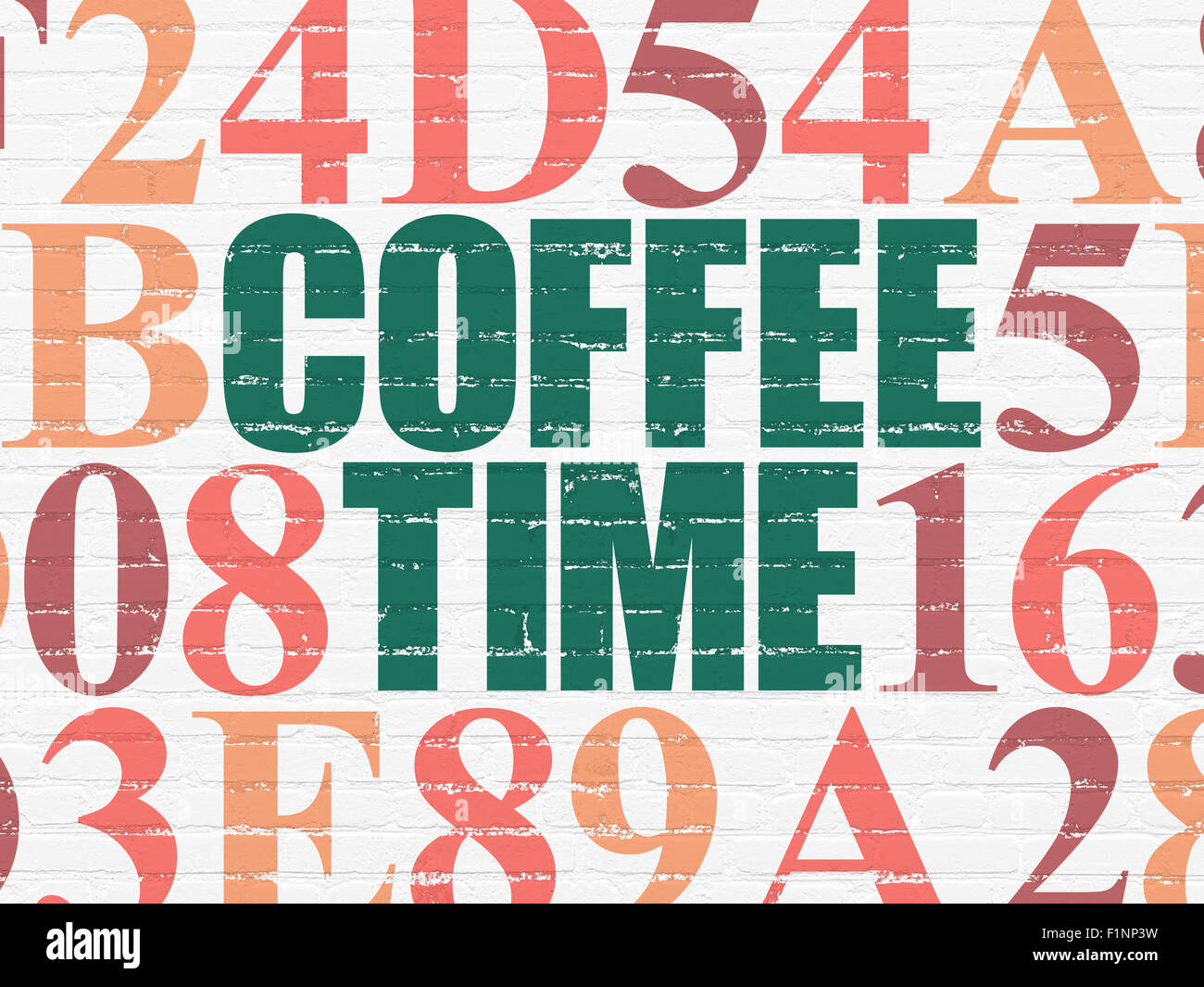 Time concept: Coffee Time on wall background Stock Photo - Alamy