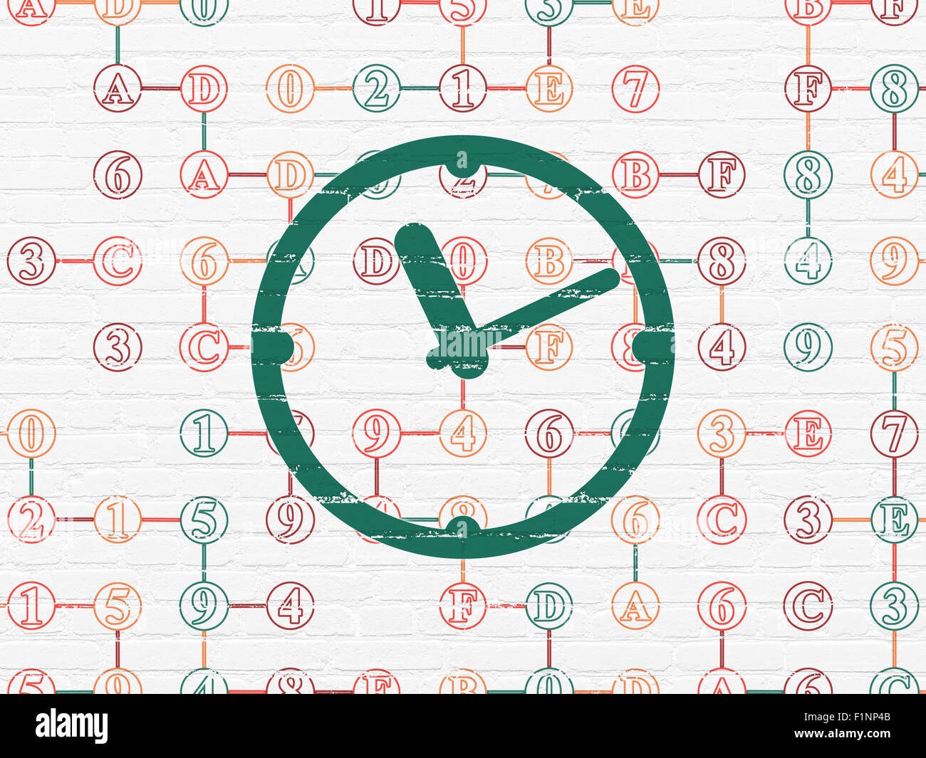 Time concept: Clock on wall background Stock Photo - Alamy