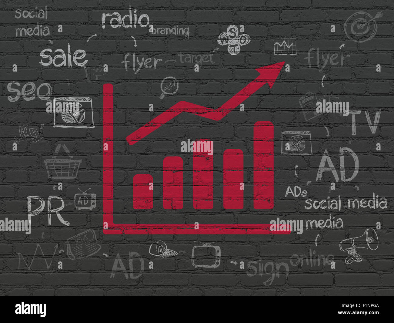 Marketing concept: Growth Graph on wall background Stock Photo - Alamy