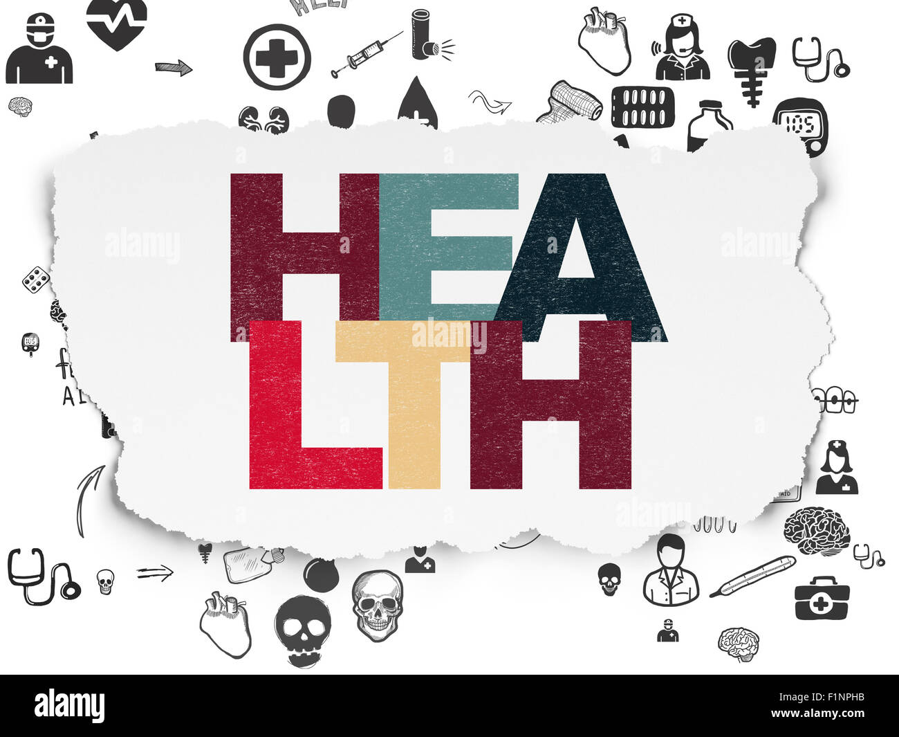 Healthcare concept: Health on Torn Paper background Stock Photo - Alamy