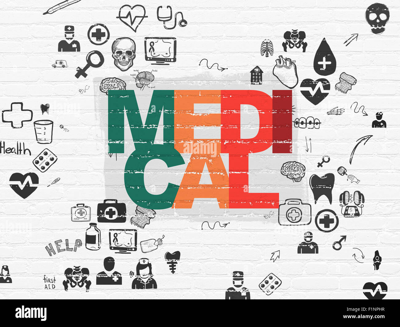 Healthcare concept: Medical on wall background Stock Photo - Alamy