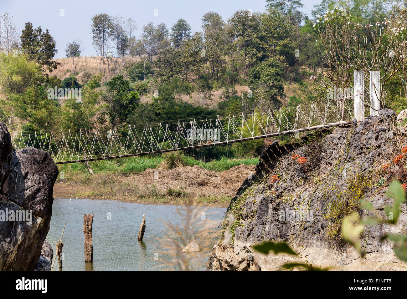 Suspension bridge between two rocks hi-res stock photography and images ...