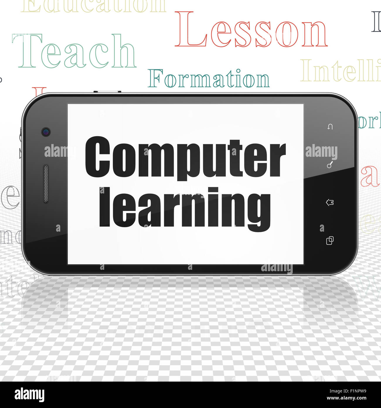 Studying concept: Smartphone with Computer Learning on display Stock ...