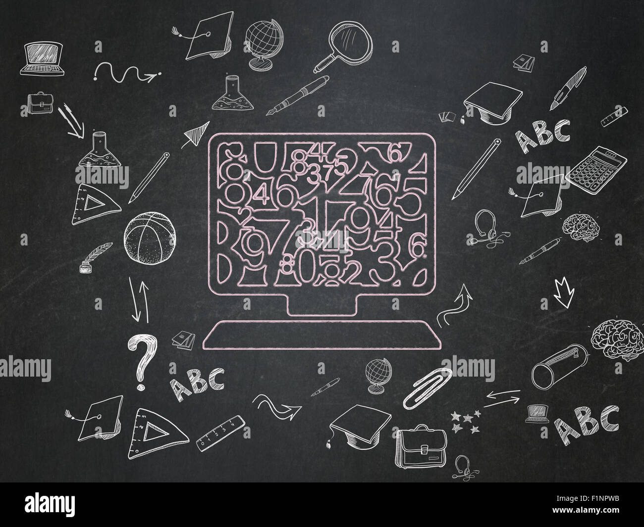 Education concept: Computer Pc on School Board background Stock Photo ...