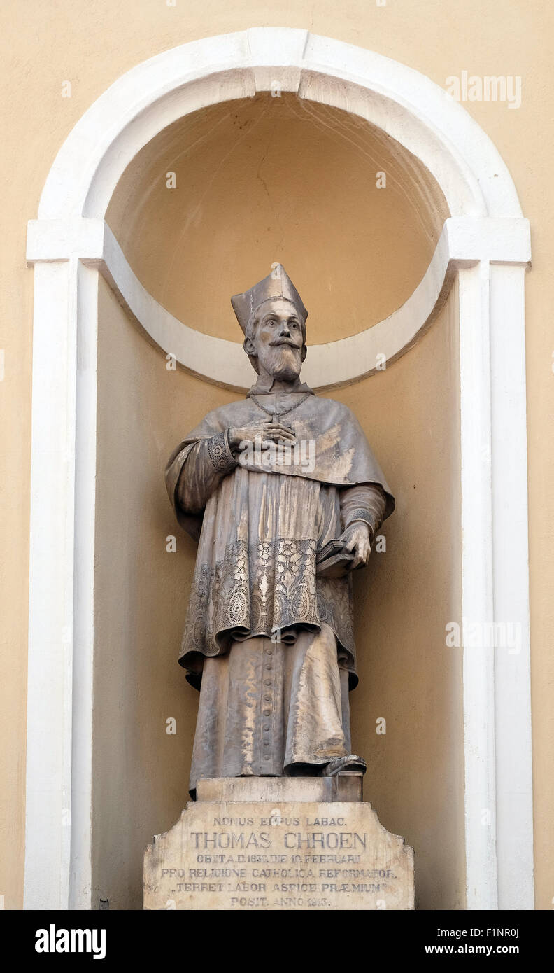 Tomaz Hren, bishop of Ljubljana on the facade of St Nicholas Cathedral ...