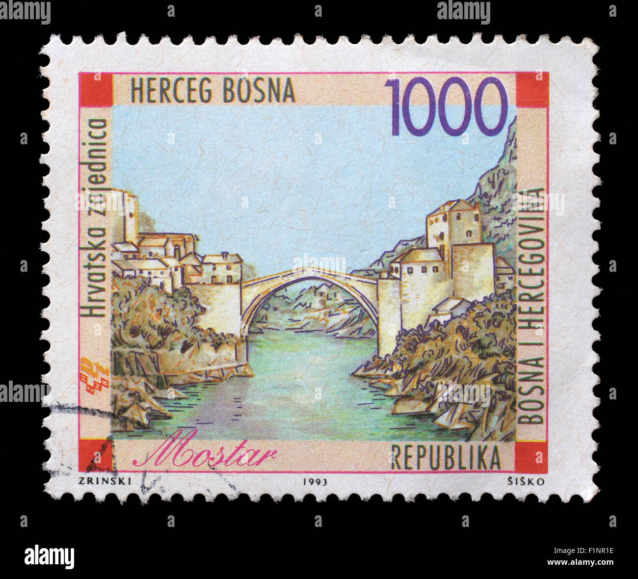 Stamp printed in Bosnia and Herzegovina, Croatian Administration shows ...