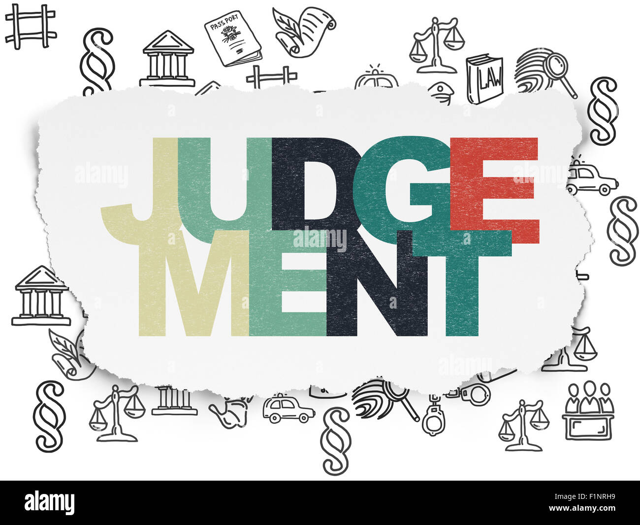 Law concept: Judgement on Torn Paper background Stock Photo - Alamy
