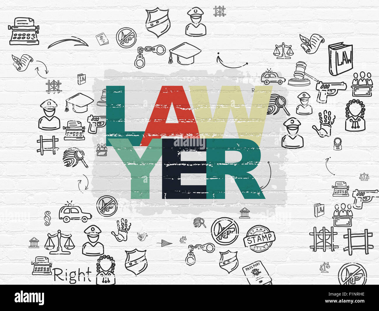 Law concept: Lawyer on wall background Stock Photo - Alamy