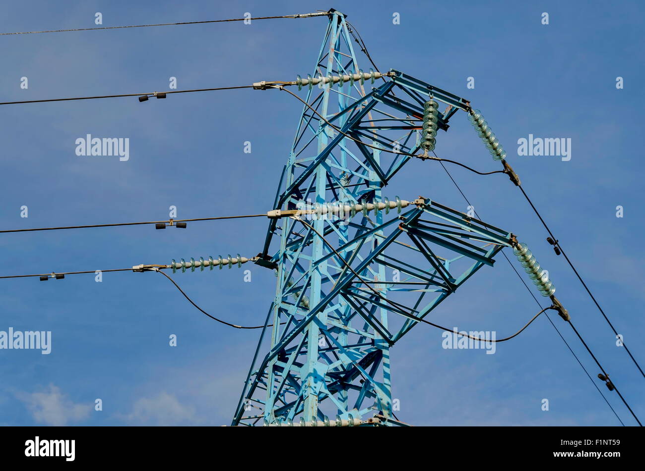 Upper part of electric power transmission line, Sofia, Bulgaria Stock ...