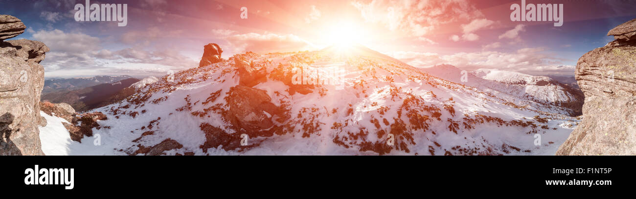 Panoramic winter landscape Stock Photo - Alamy