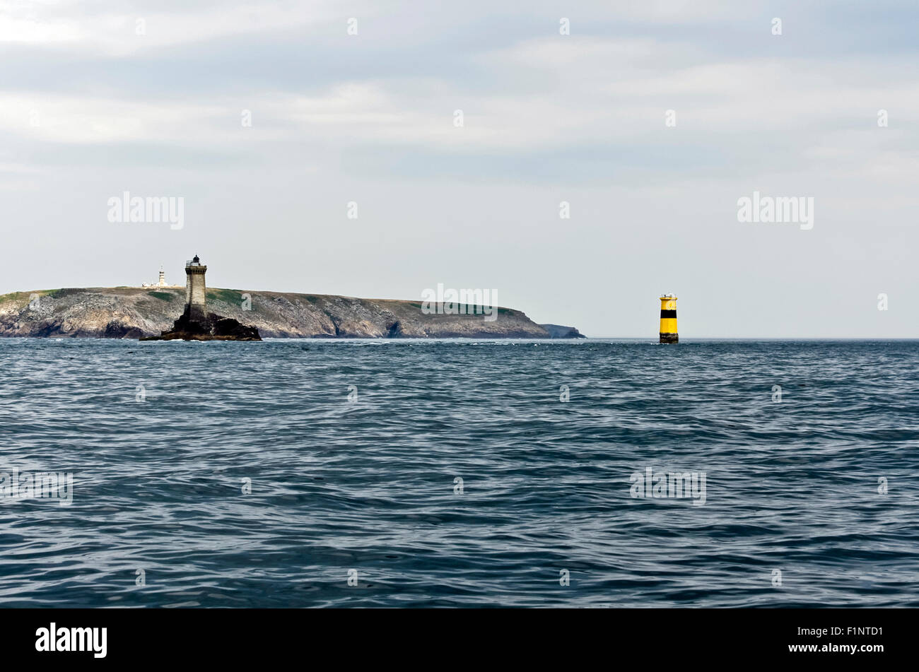 Pointe du Raz and Raz de Sein with lighthouse La Vieille and cardinal ...