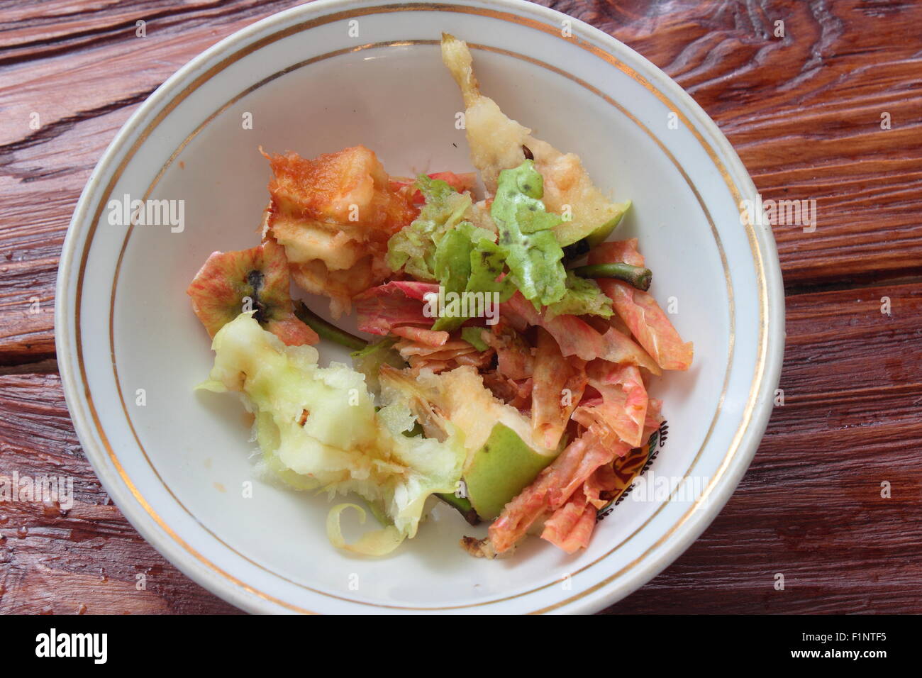 The plate are bits of apples Stock Photo - Alamy