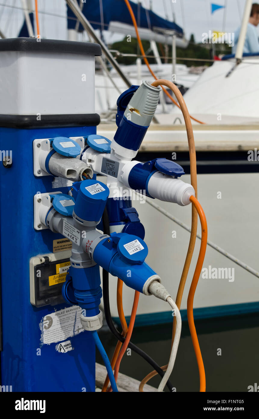 Marina pontoon electrics connection pillar with multiple splitters and ...