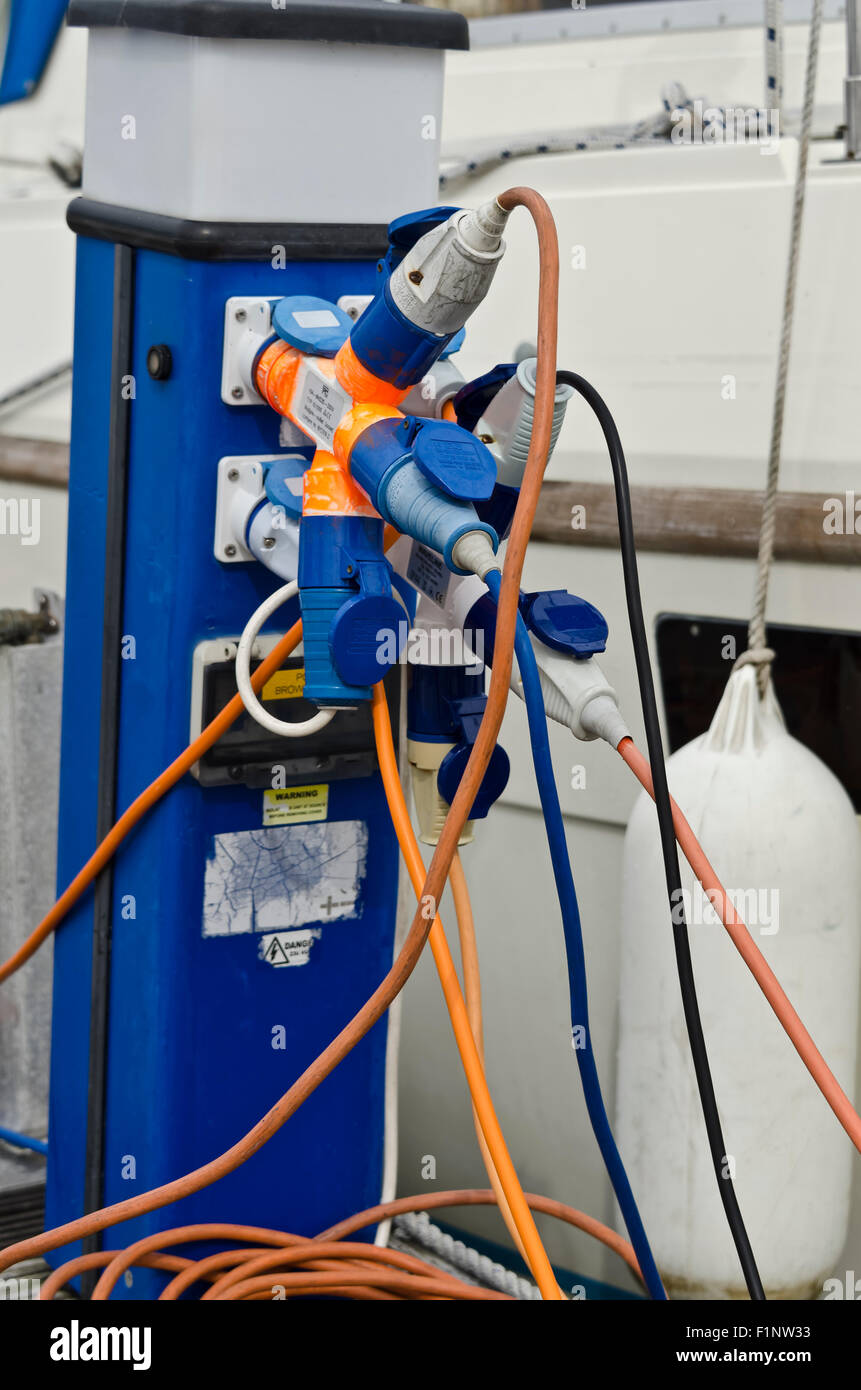 Marina pontoon electrics connection pillar with multiple splitters and ...