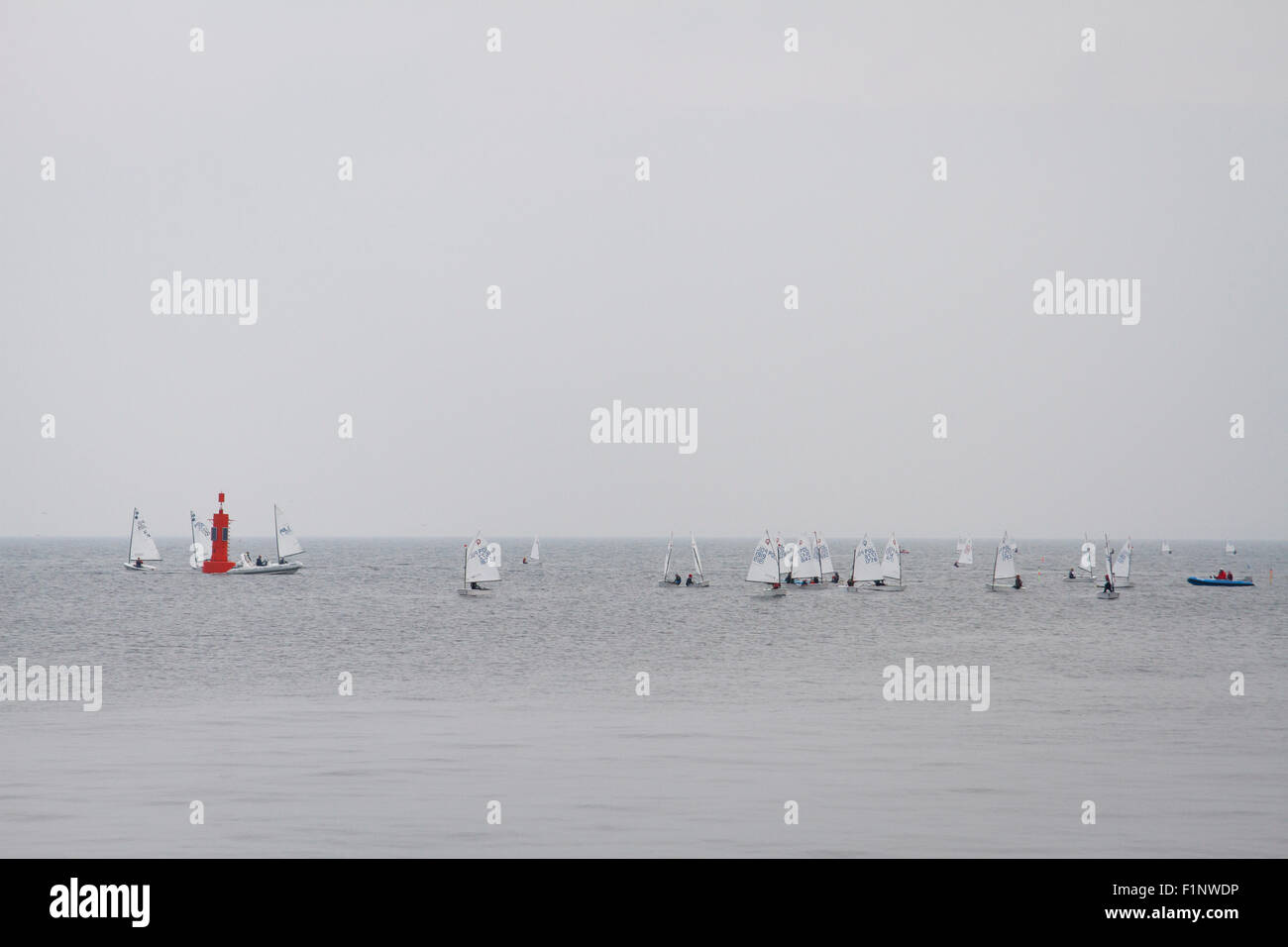 Small sailing boats racing on Gdansk Bay near Gdynia harbour Stock ...