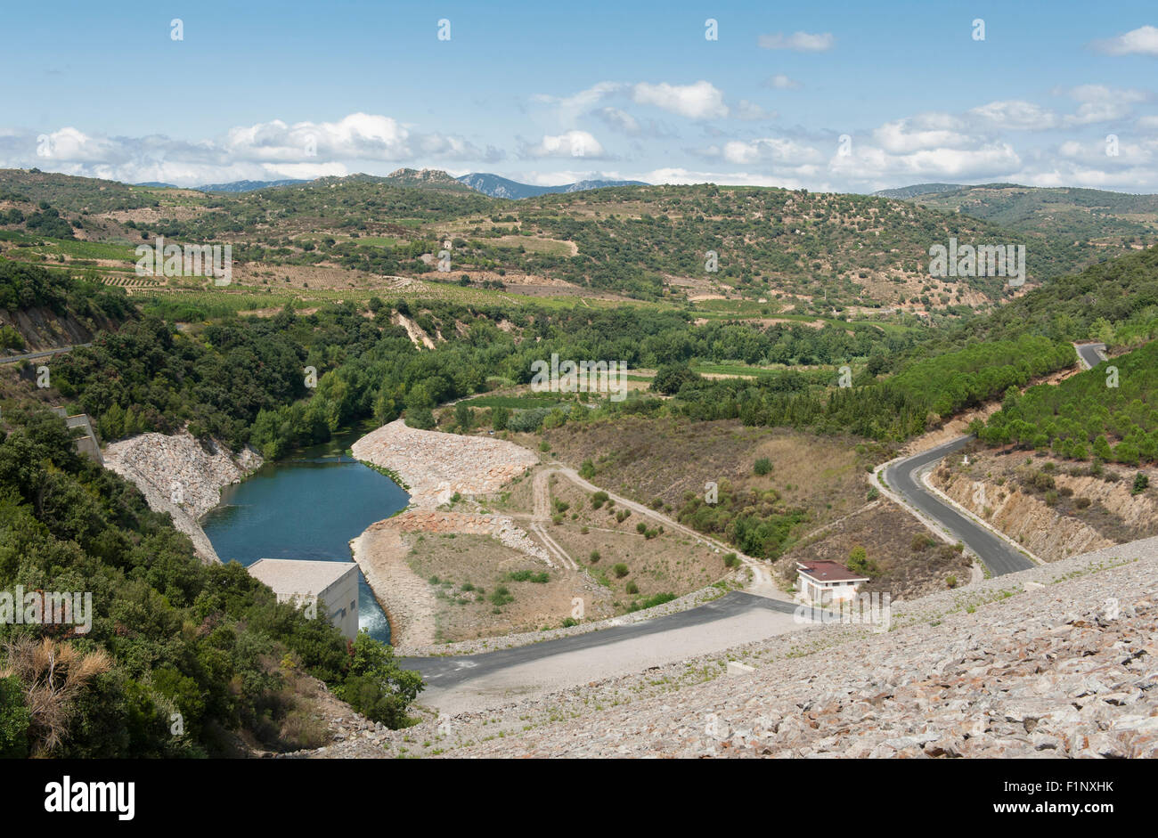 The Barrage de l'Agly, a huge dam creating a reservoir at the upper ...