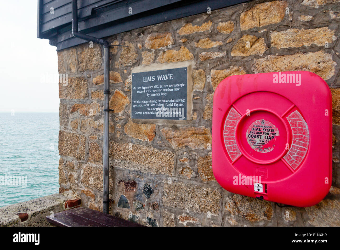 Plaque commemorating the rescue of the crew from HMS 'Wave' in the ...